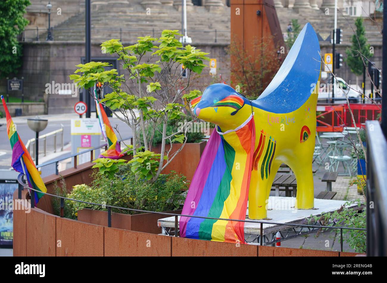 A Super-Lamb banana decorated in the colours of the Ukraine national ...