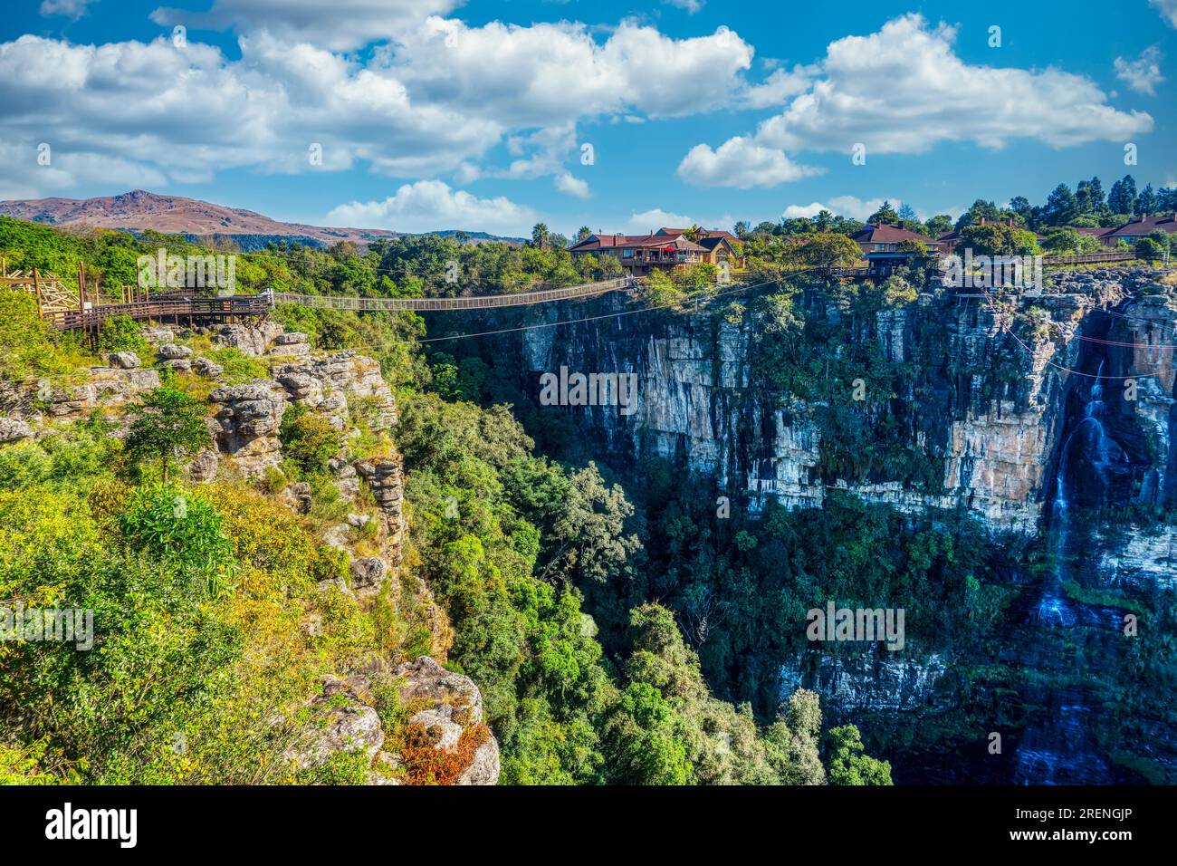 Graskop Gorge, recreation area with a glass lift descending into a ...