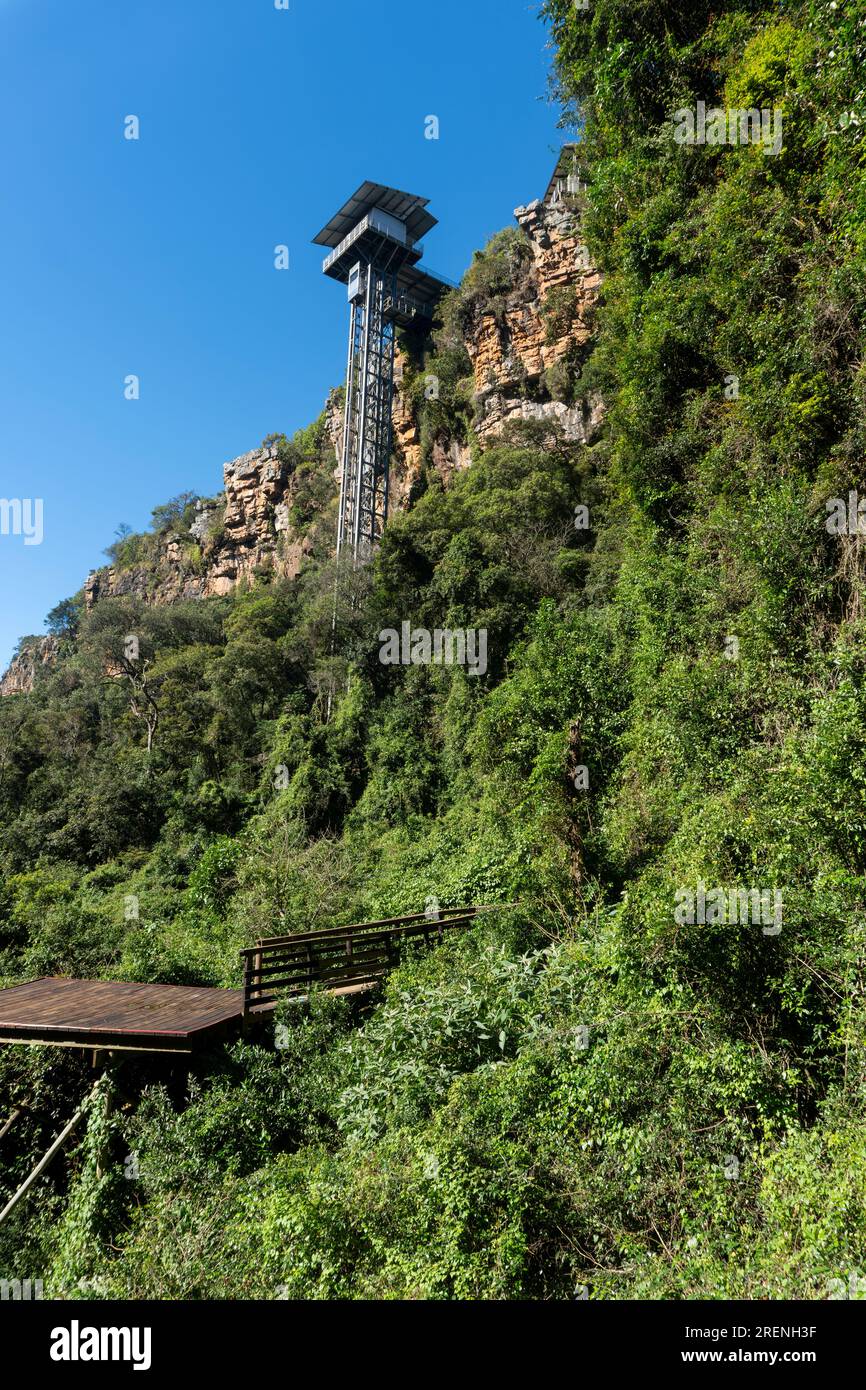 South Africa, Graskop Gorge, recreation area with a glass lift ...