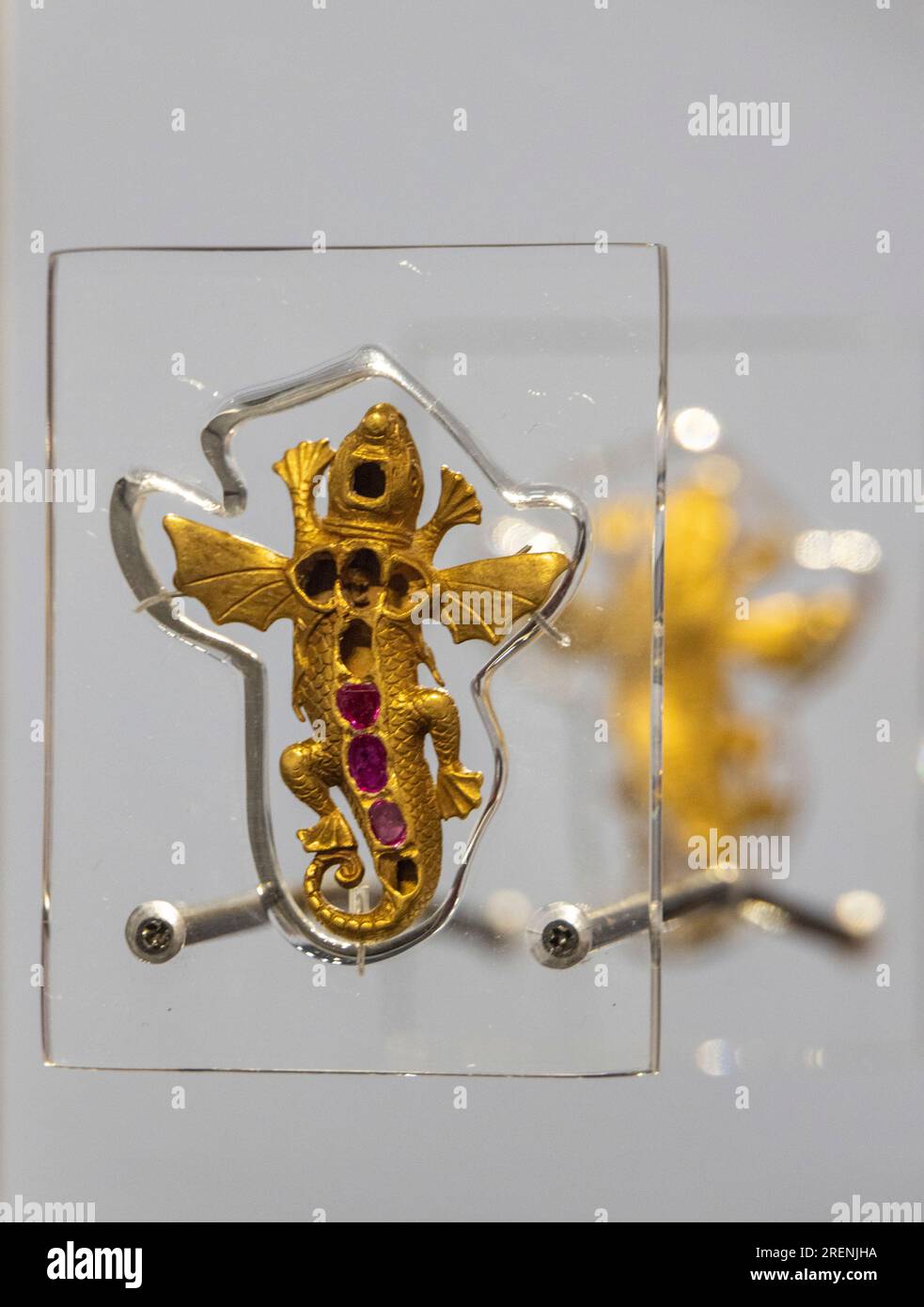 A golden salamander studded with rubies carried by a Spanish nobleman ...