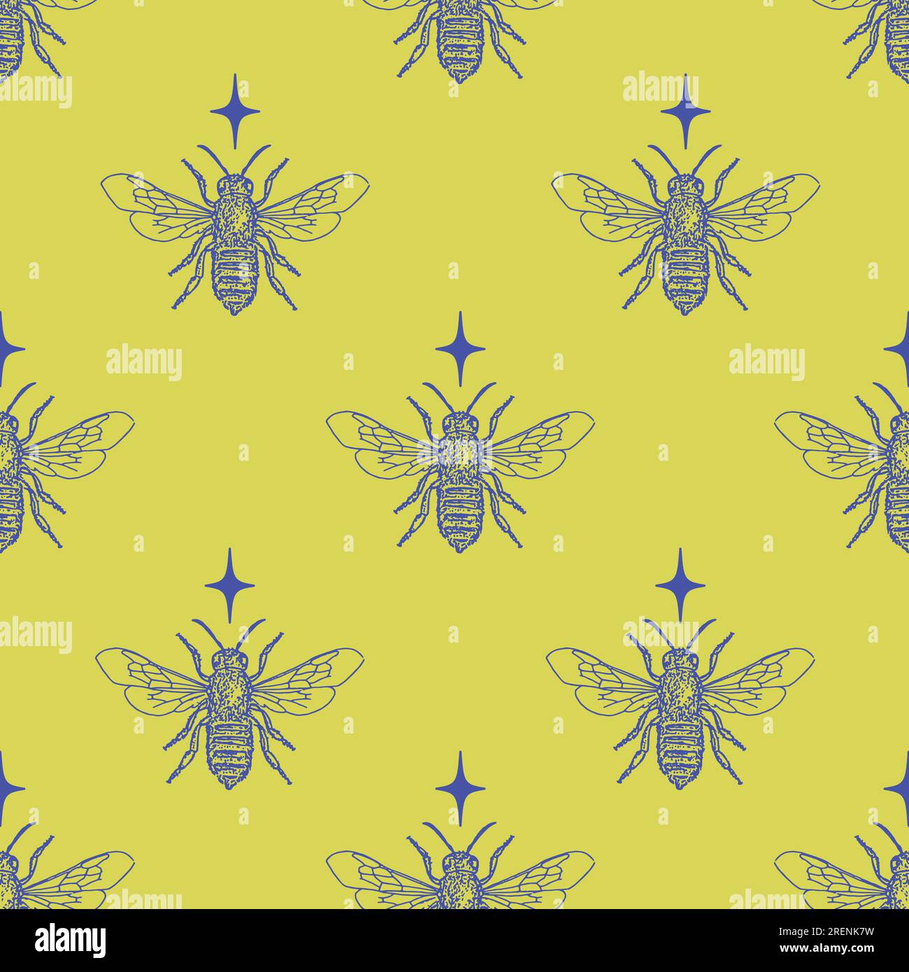 Seamless pattern with honey bee and stars Stock Vector Image & Art - Alamy