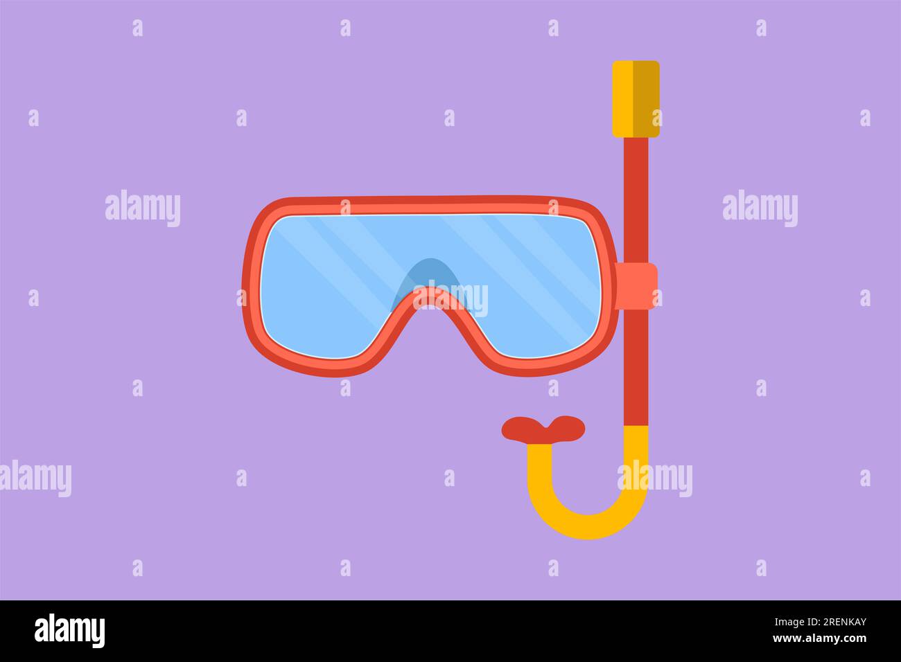 Cartoon flat style drawing diving or snorkel mask with tube for ...