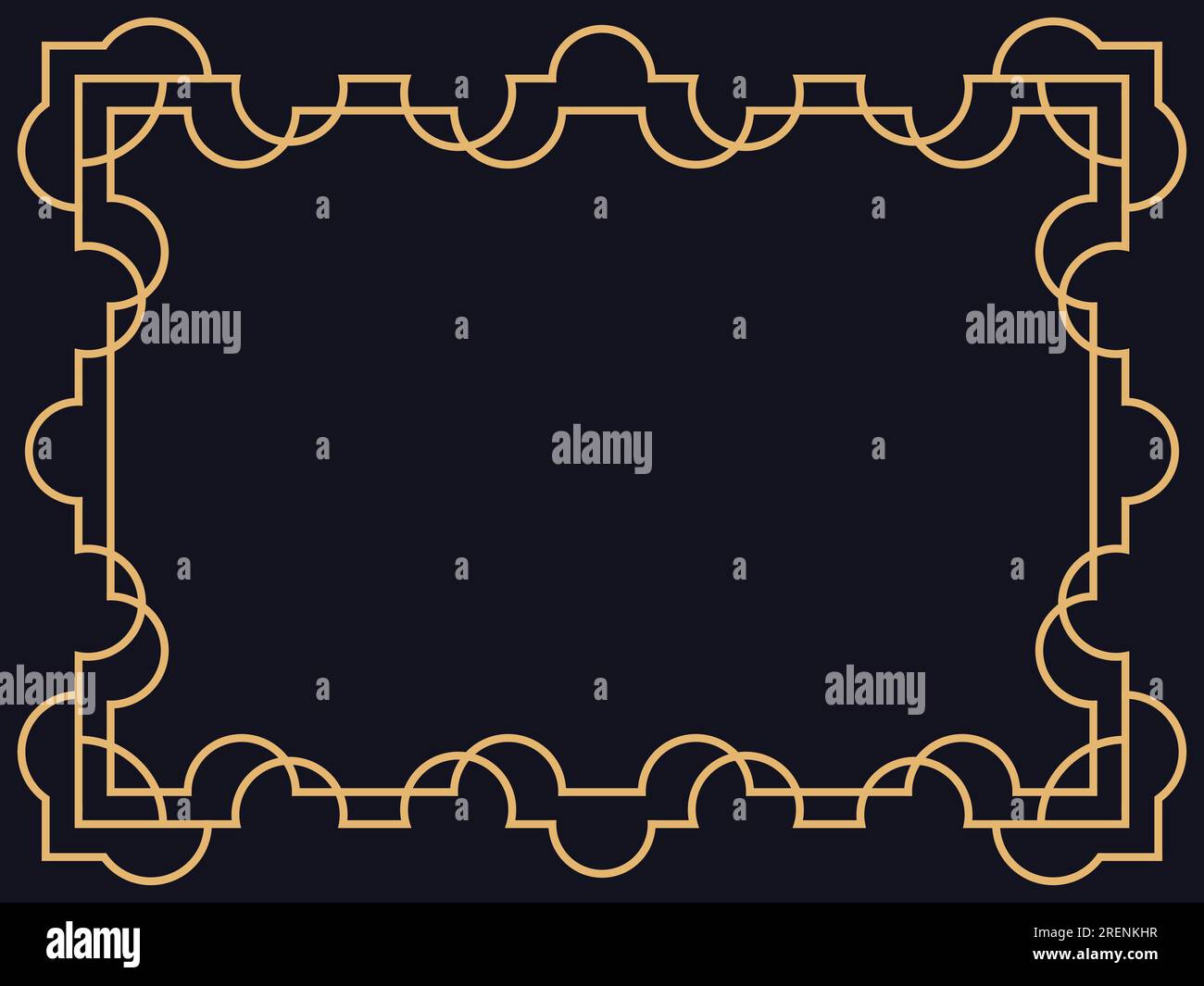 Art deco frame. Vintage linear border in gold color on a black ...