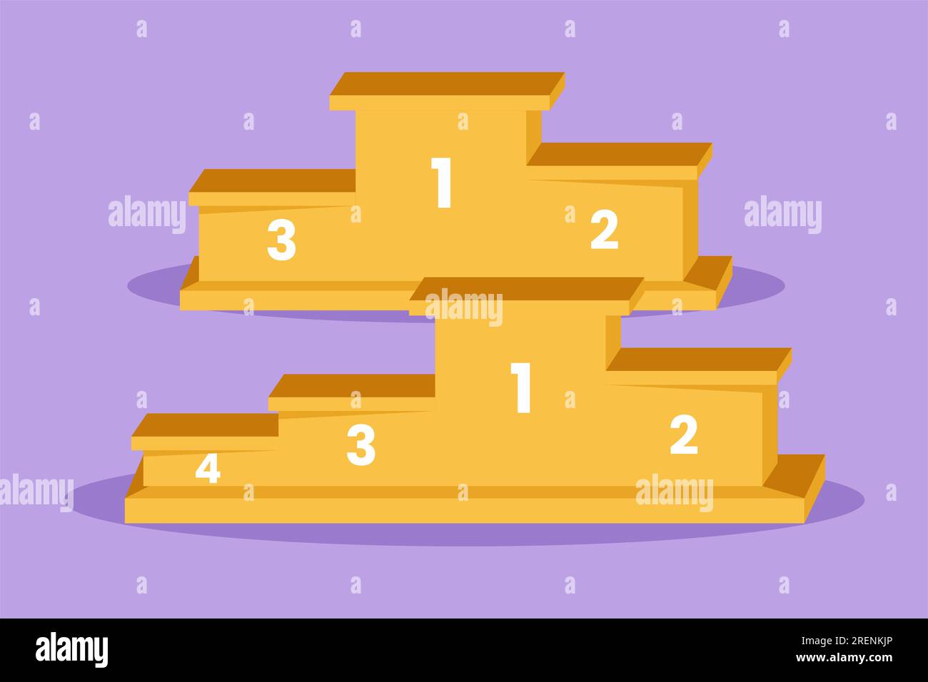 Graphic flat design drawing stylized podium winner with number logotype ...