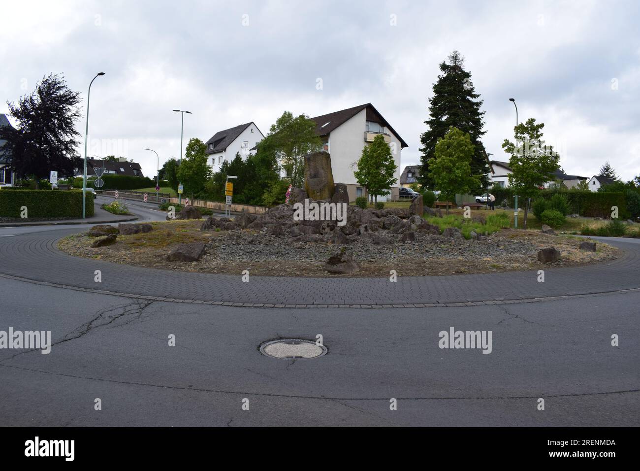 traffics circle in a small town Stock Photo - Alamy