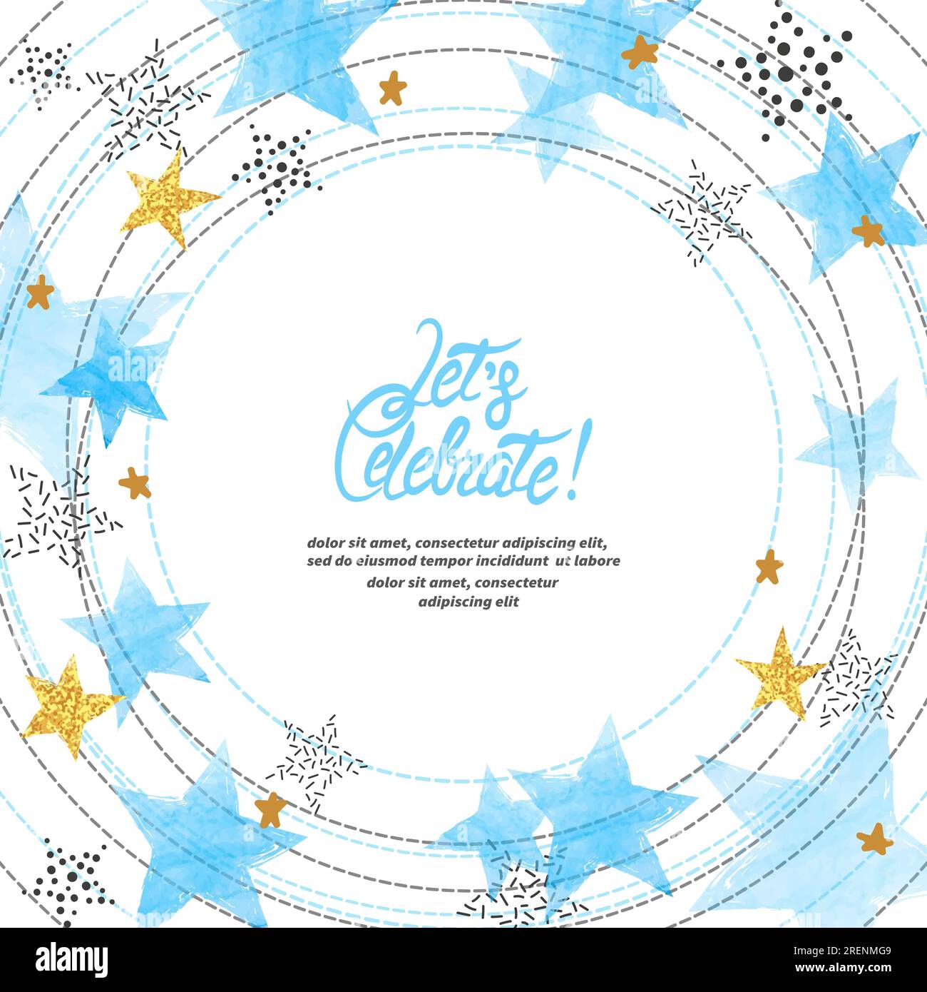 Abstract circle vector celebration background with blue watercolor ...