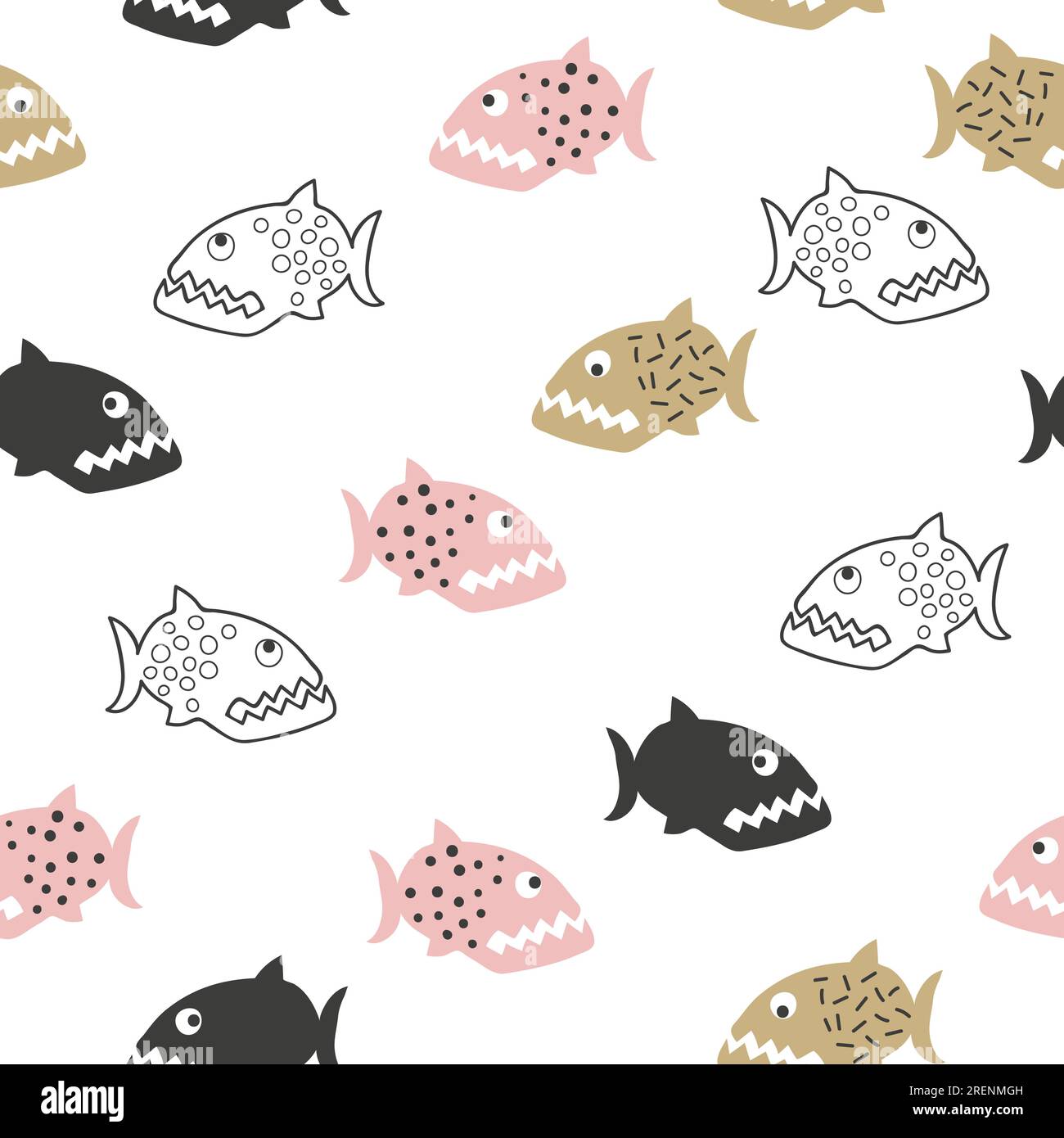 Seamless cartoon piranha pattern. Vector fish background for kids Stock ... Seamless cartoon piranha pattern. Vector fish background for kids Stock ...