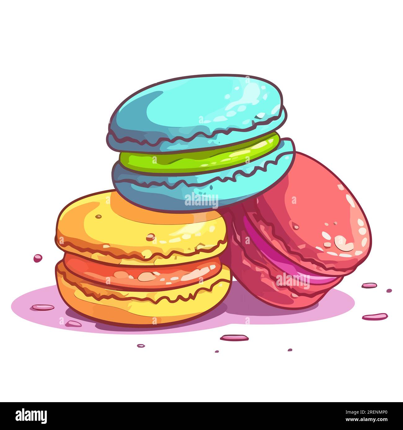 Colorful french macaroon cookies isolated on white. Cute image of ...