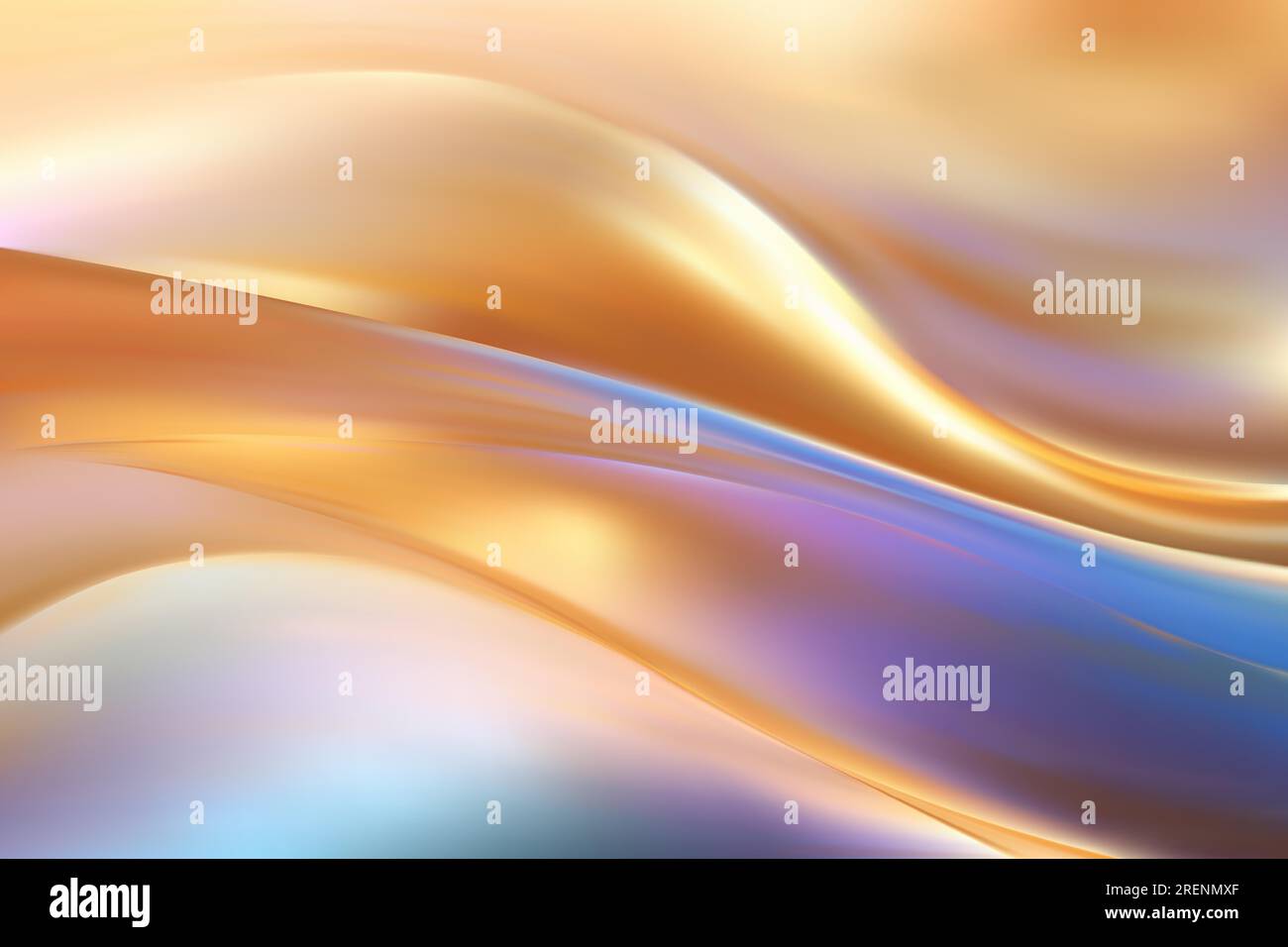 Beautiful wavy abstract gold foil hologram background with purple and ...