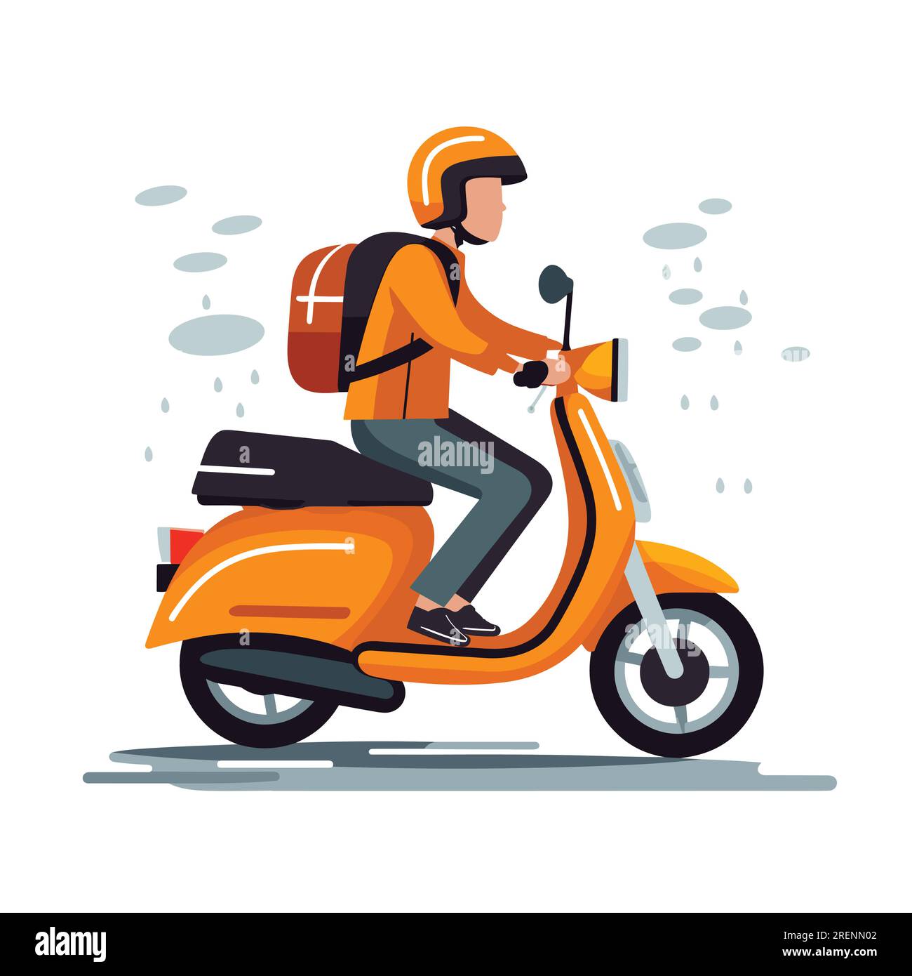 Man Riding Bicile Under Rain Vector Flat Isolated Stock Vector Image And Art Alamy