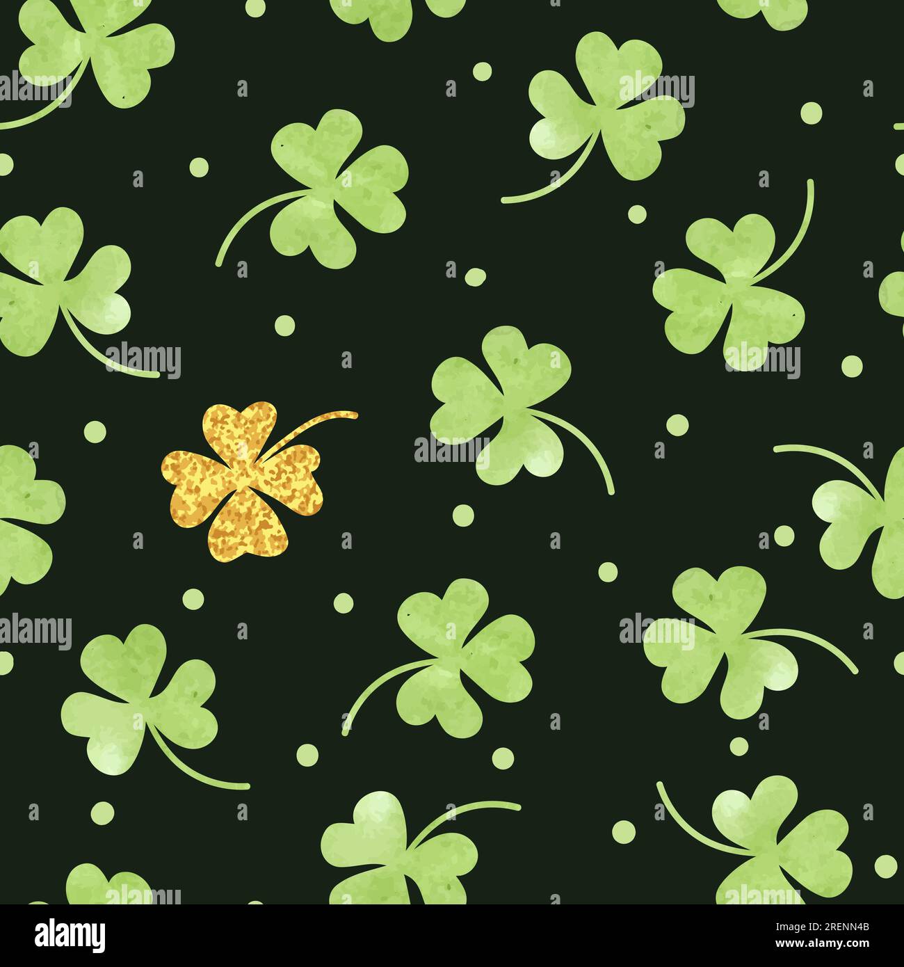 Seamless green watercolor clover pattern. Vector background for Saint Patrick's Day Stock Vector ...