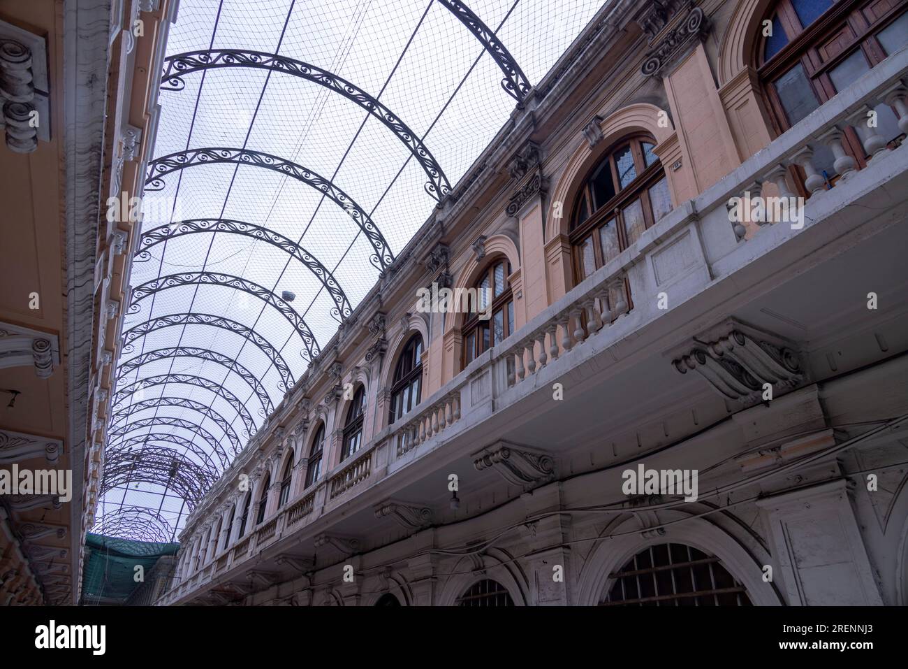 vaulted glass roof of shopping arcade, Jiron de la Union, Lima, Peru ...