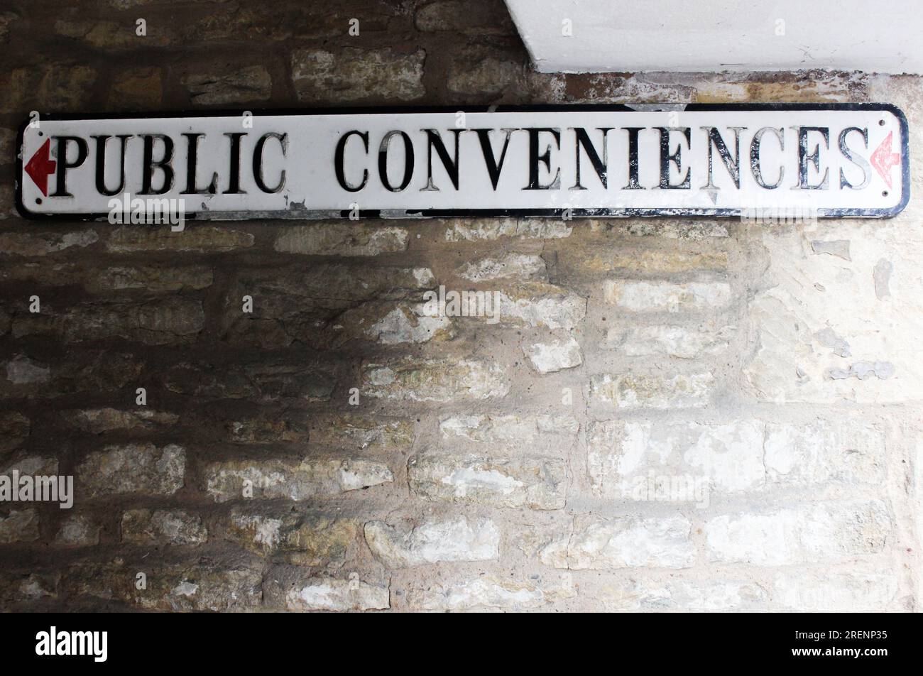 A photograph of a street sign 'Public Conveniences', in the Cotswolds ...