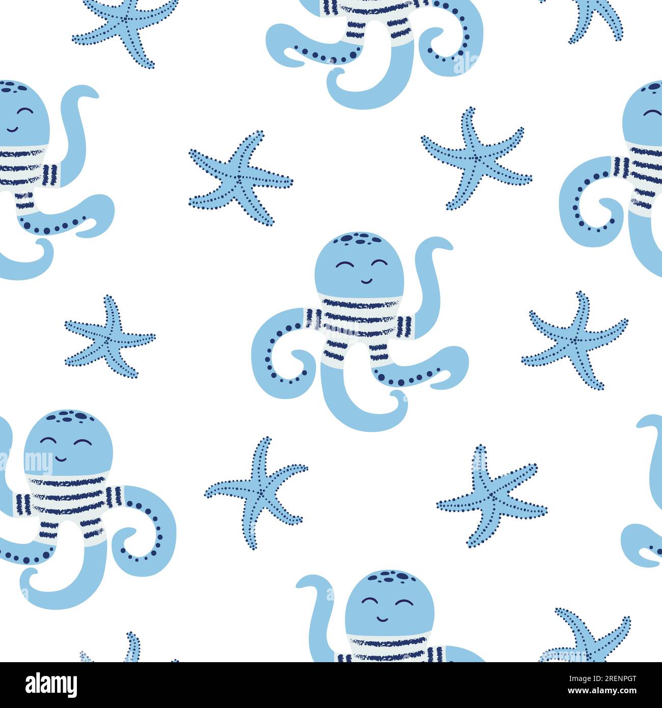 Cartoon sea creatures pattern hi-res stock photography and images - Alamy