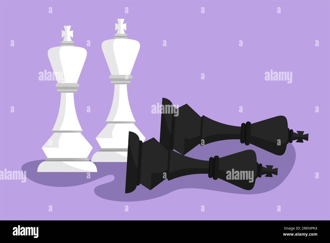 Character flat drawing figures of wooden chess on chessboard logo. King ...