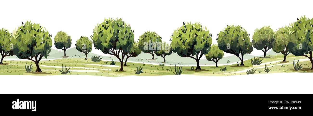 olive grove vector simple 3d smooth cut and paste isolated Stock Vector ...