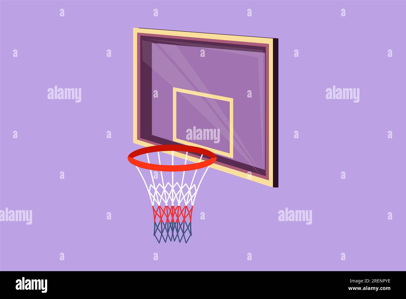Cartoon flat style drawing stylized basketball hoop or basketball ...
