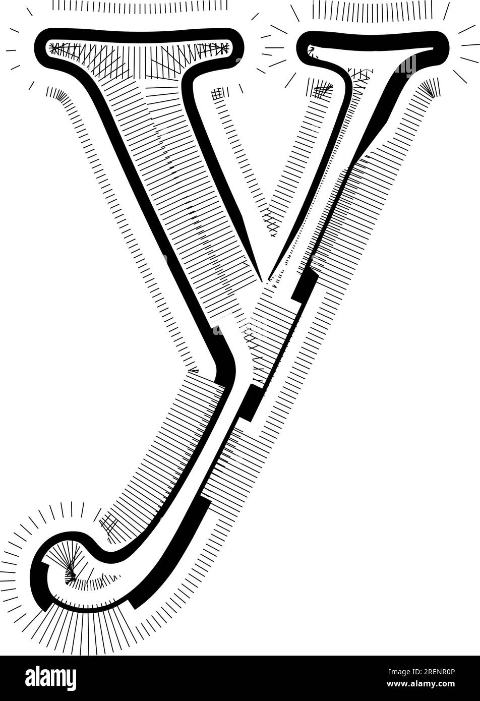 Modern abstract striped design with lines vector illustration LETTER y ...