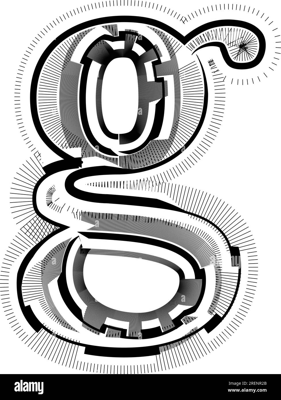Modern abstract striped design with lines vector illustration LETTER g ...
