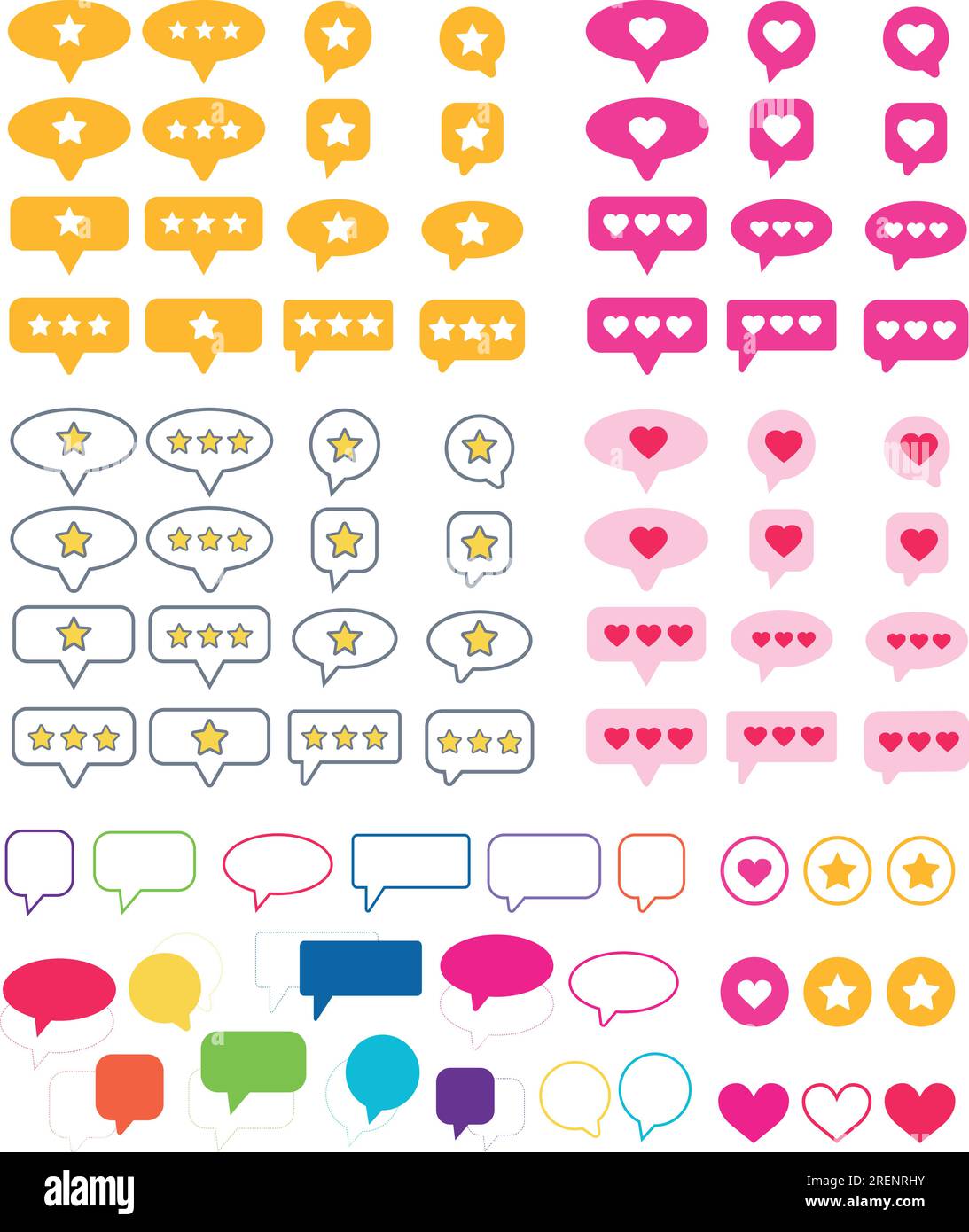Big collection of colored customer review symbols. Feedback and ...