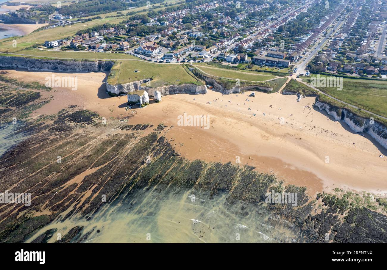 Drone aerial view of botany bay beach in Broadstairs Kent United ...