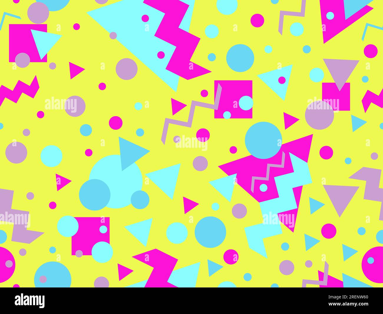 Seamless geometric pattern in 80s memphis style. Colorful geometric ...