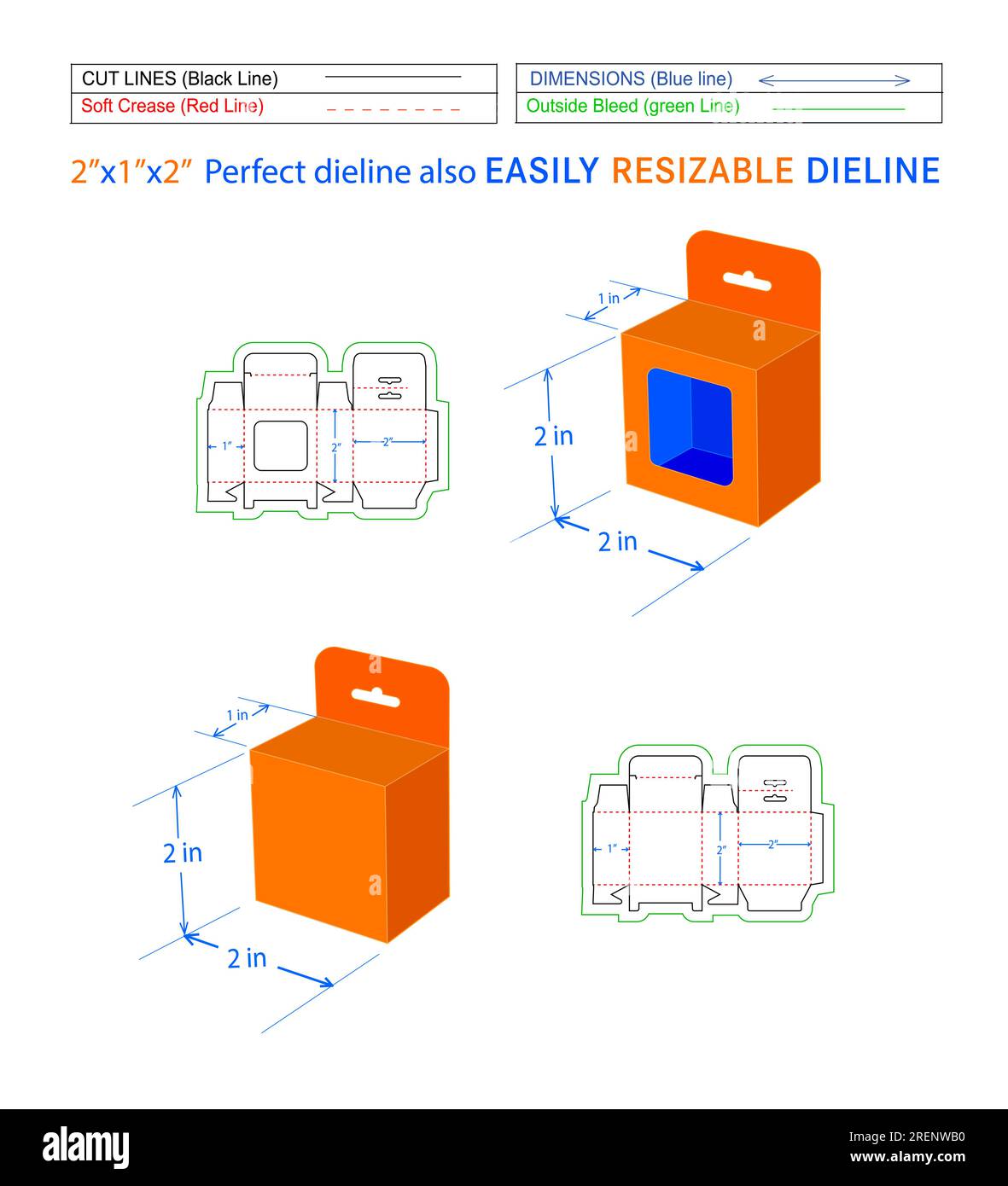 Hanging box, Snap bottom lock mobile charger box, 2x1x2 in box die line ...