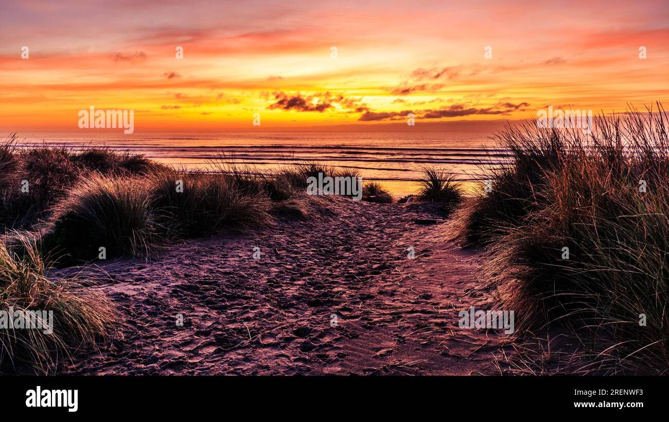 Beach path sunrise Stock Photo - Alamy