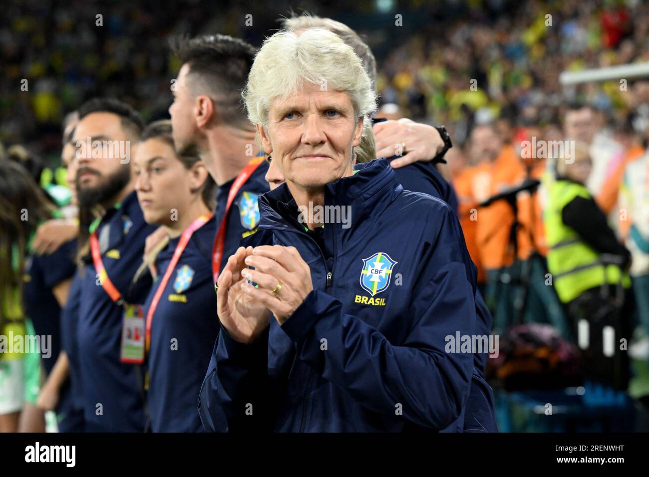 Brisbane, Australia. 29th July, 2023. Brazil head coach Pia Sundhage ...