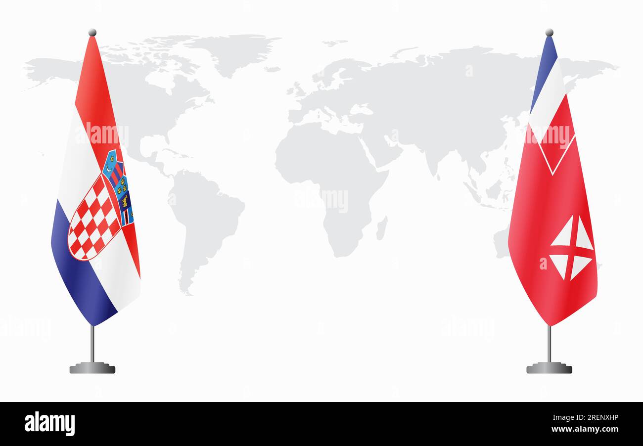Croatia and Wallis and Futuna flags for official meeting against ...