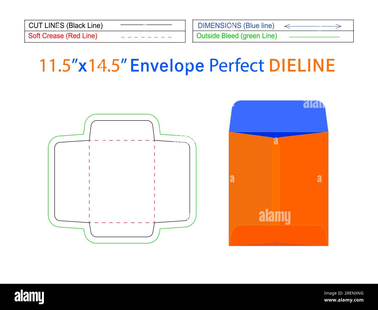 Catalogue envelope or Paper open end envelope 11.5x14.5 inch die line ...