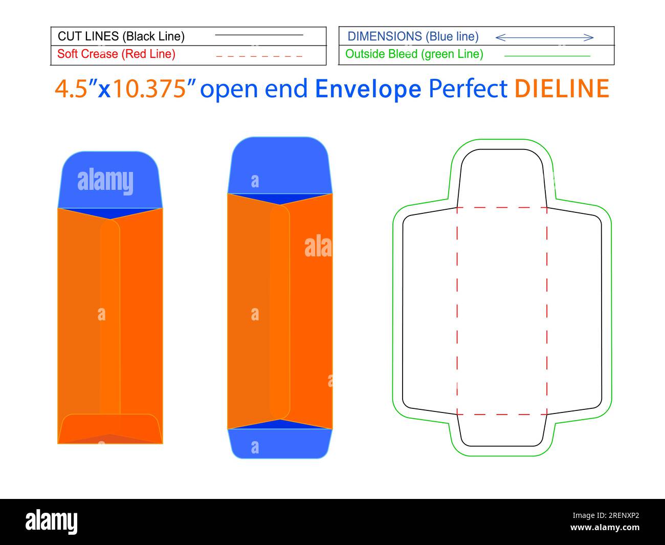 Editable easily resizeable Packaging Catalogue envelope or open end envelope 4.5x10.375 inch die ...