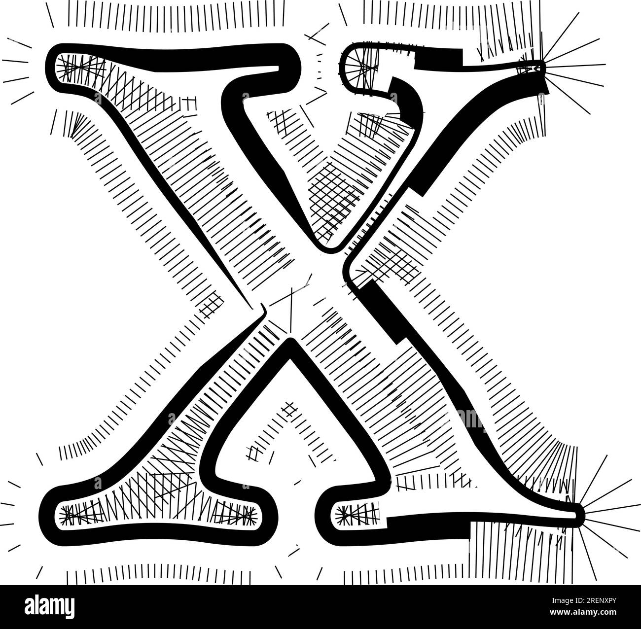 Modern abstract striped design with lines vector illustration LETTER x ...