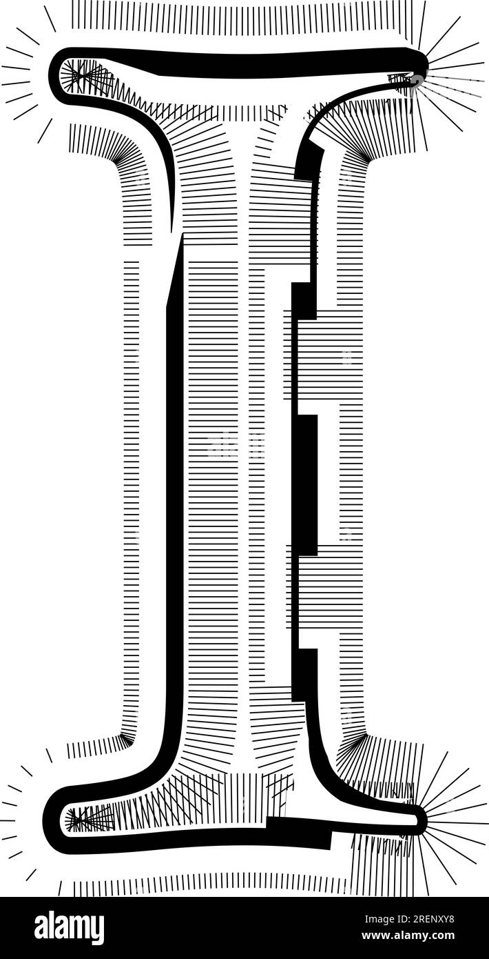 Modern abstract striped design with lines vector illustration LETTER I ...