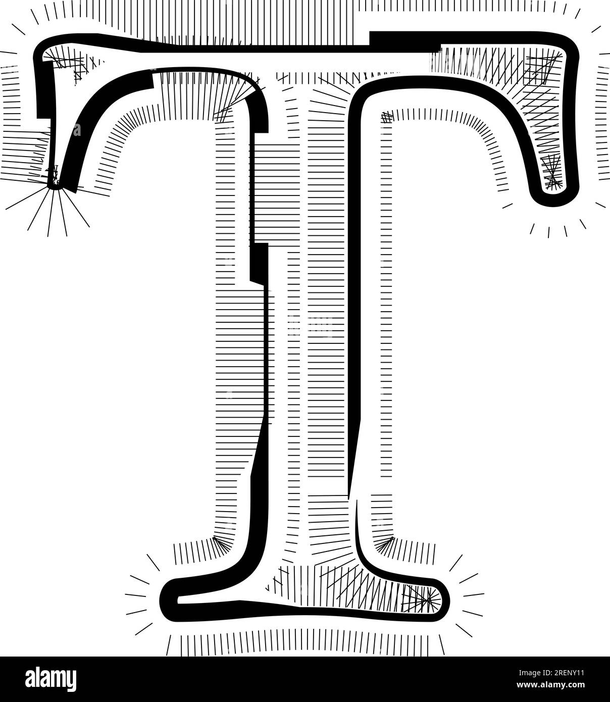 Modern abstract striped design with lines vector illustration LETTER T ...