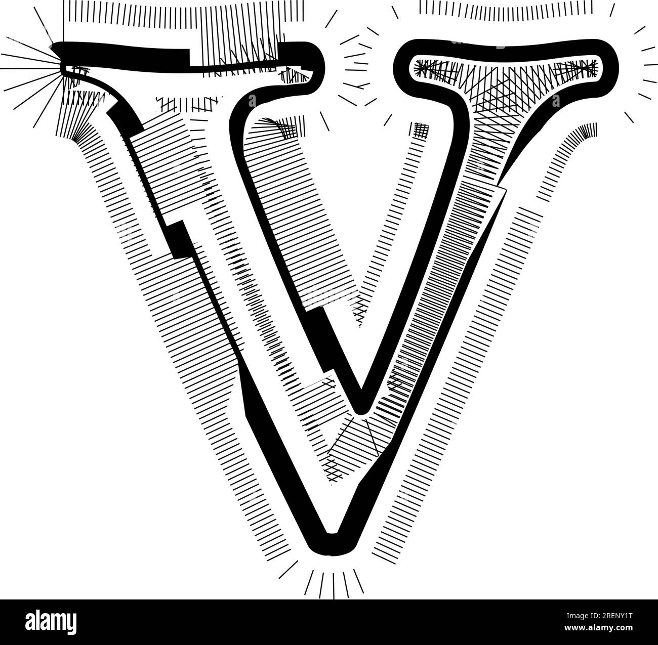 Modern abstract striped design with lines vector illustration LETTER v ...