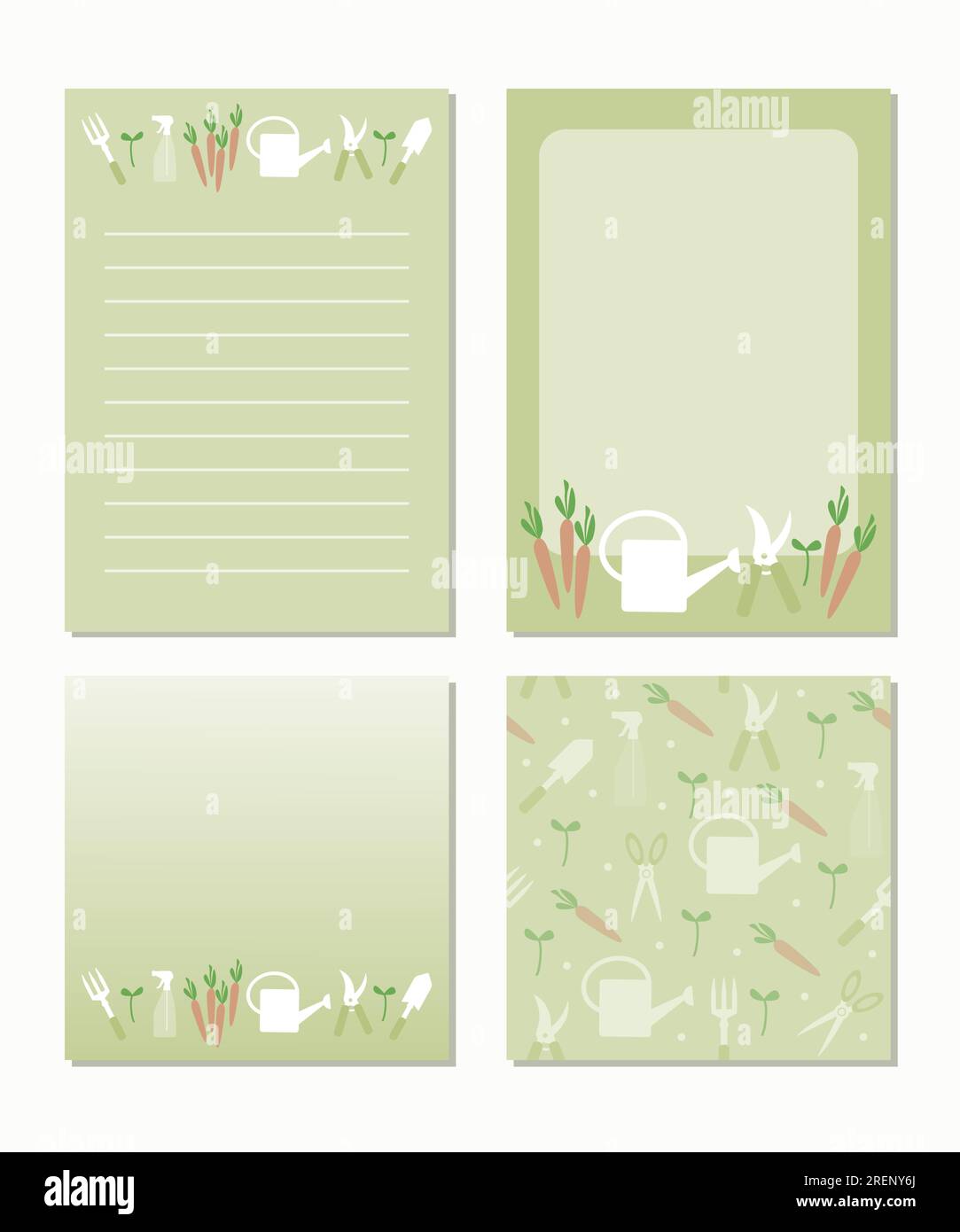 Gardening themed note paper set Stock Vector Image & Art - Alamy