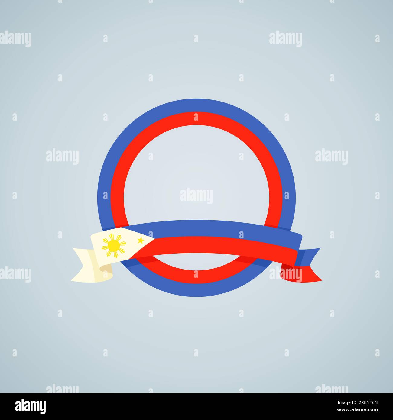 Ribbon and circle with flag of Philippines in flat design style Stock ...