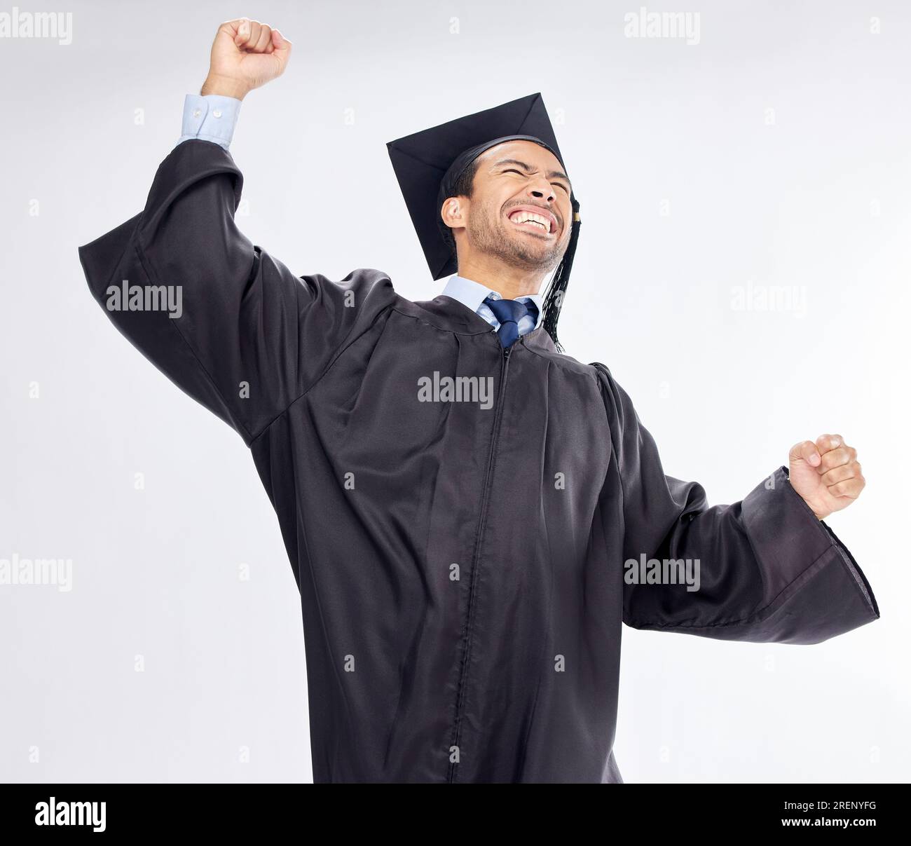 Graduation, scholarship and man in celebration of an achievement of ...