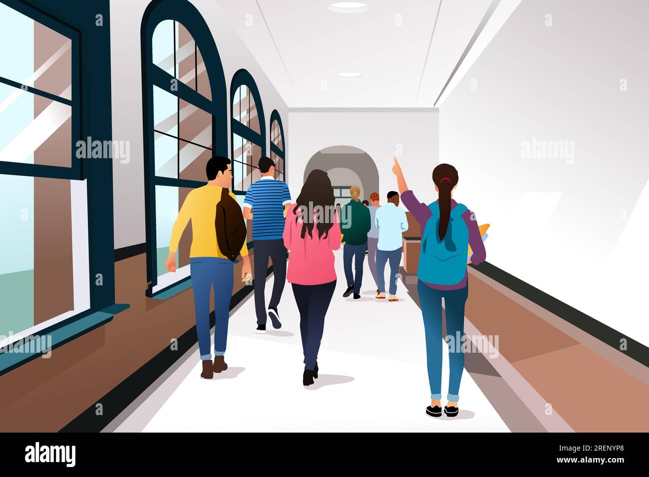 A vector illustration of College Students in Campus Stock Vector Image ...