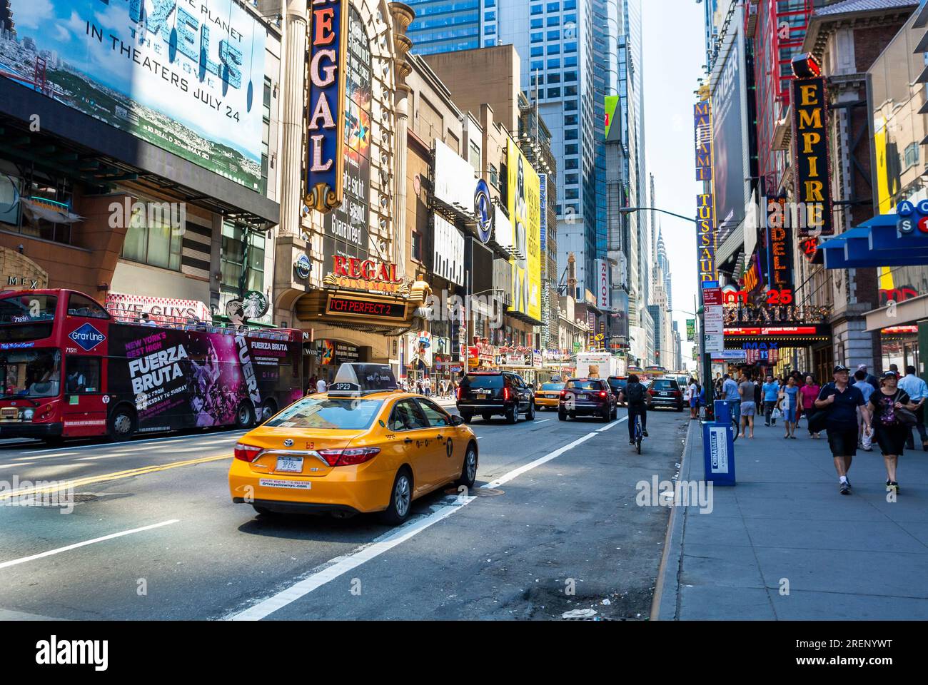 New York CIty, NY, USA, Wide Angle View, Outside, Street Scene, 42nd ...