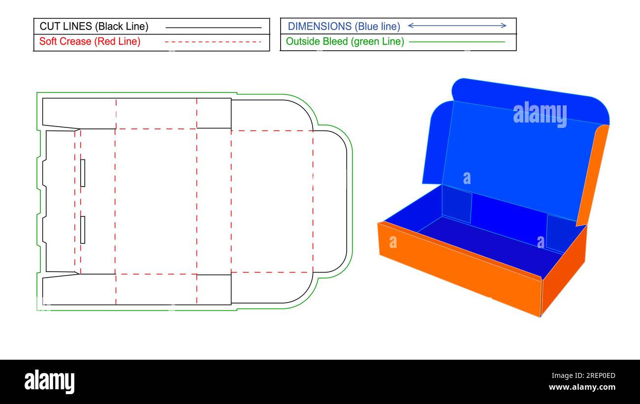 RETT Carton box, corrugated carton box die line and 3D vector, easily editable and resizeable ...
