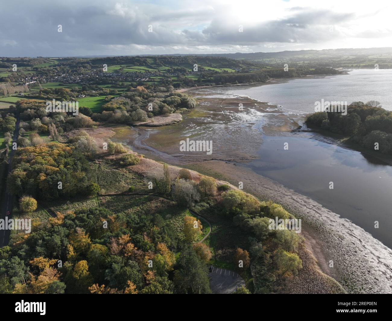 Aerial Drone view over Chew Valley Lake, United Kingdom`s fifth-largest ...