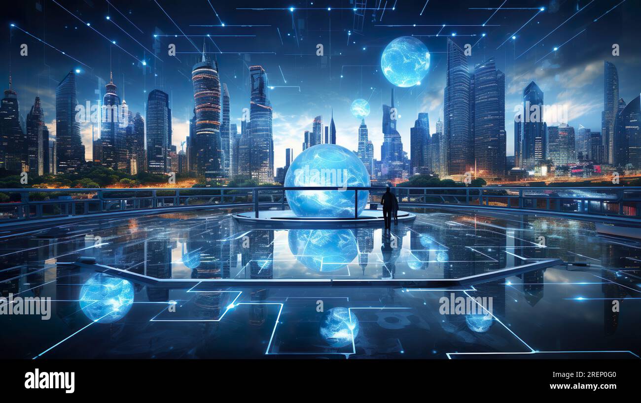 Highly advanced virtual city of the future Stock Photo - Alamy
