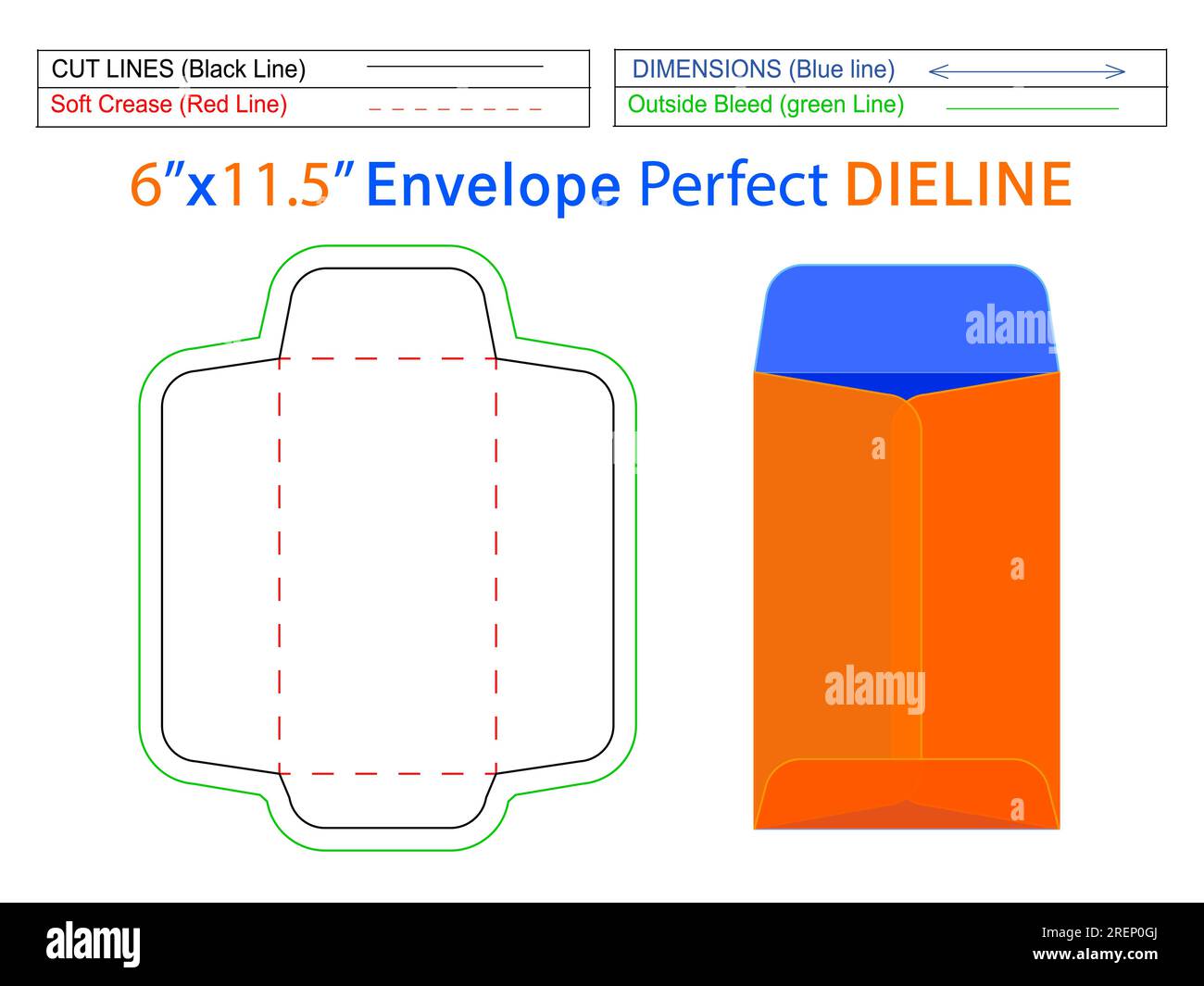 Packaging open end envelope or Catalogue envelope 6x11.5 inch die line ...