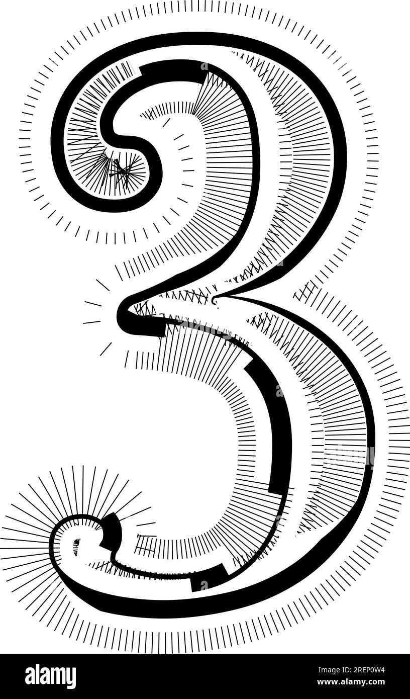 Modern abstract striped design with lines vector illustration Number 3 ...