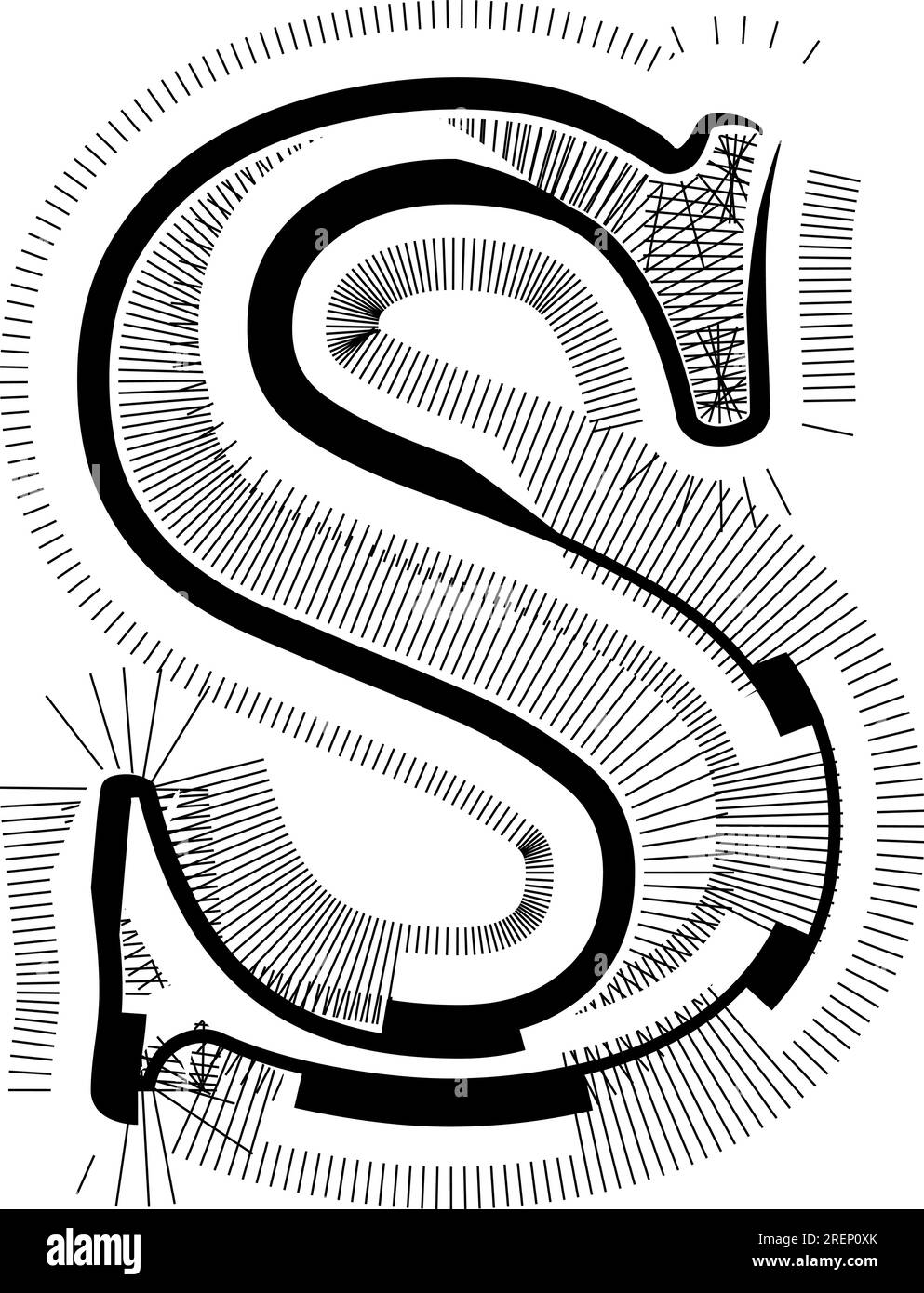 Modern abstract striped design with lines vector illustration LETTER s ...