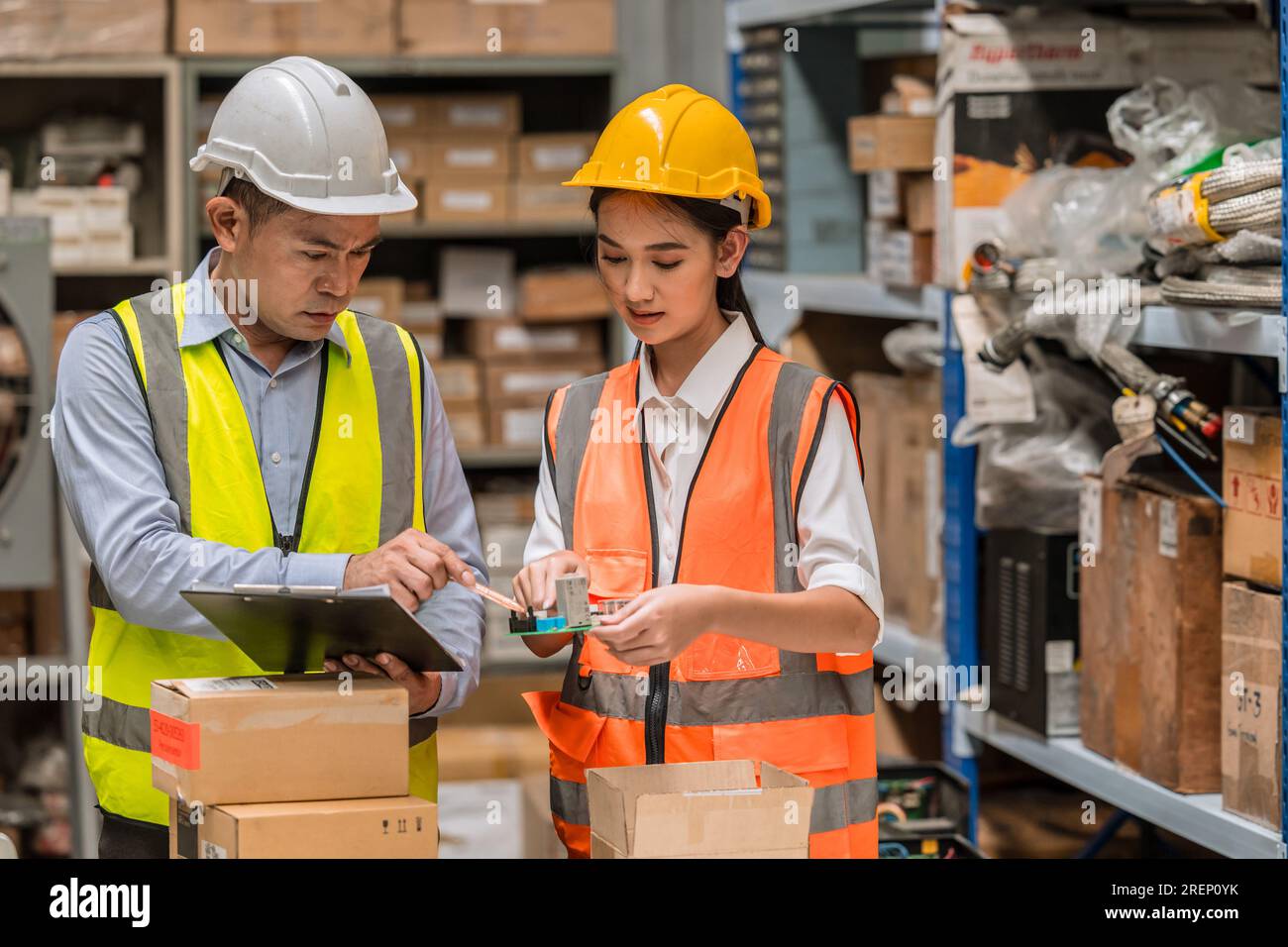 Engineer manager training new young women worker technician woman ...