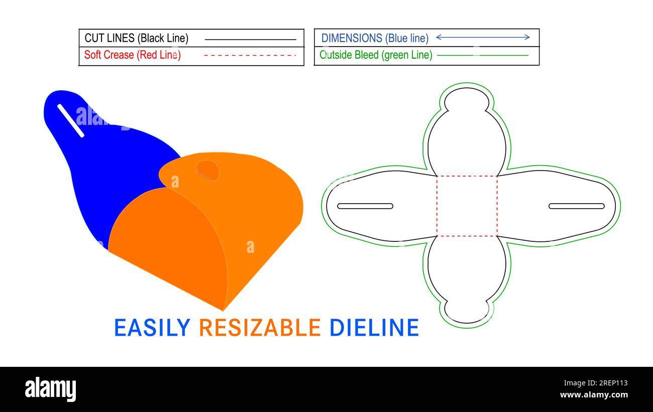 Kraft paper gift box, wedding candy birthday cake boxes Die line ...