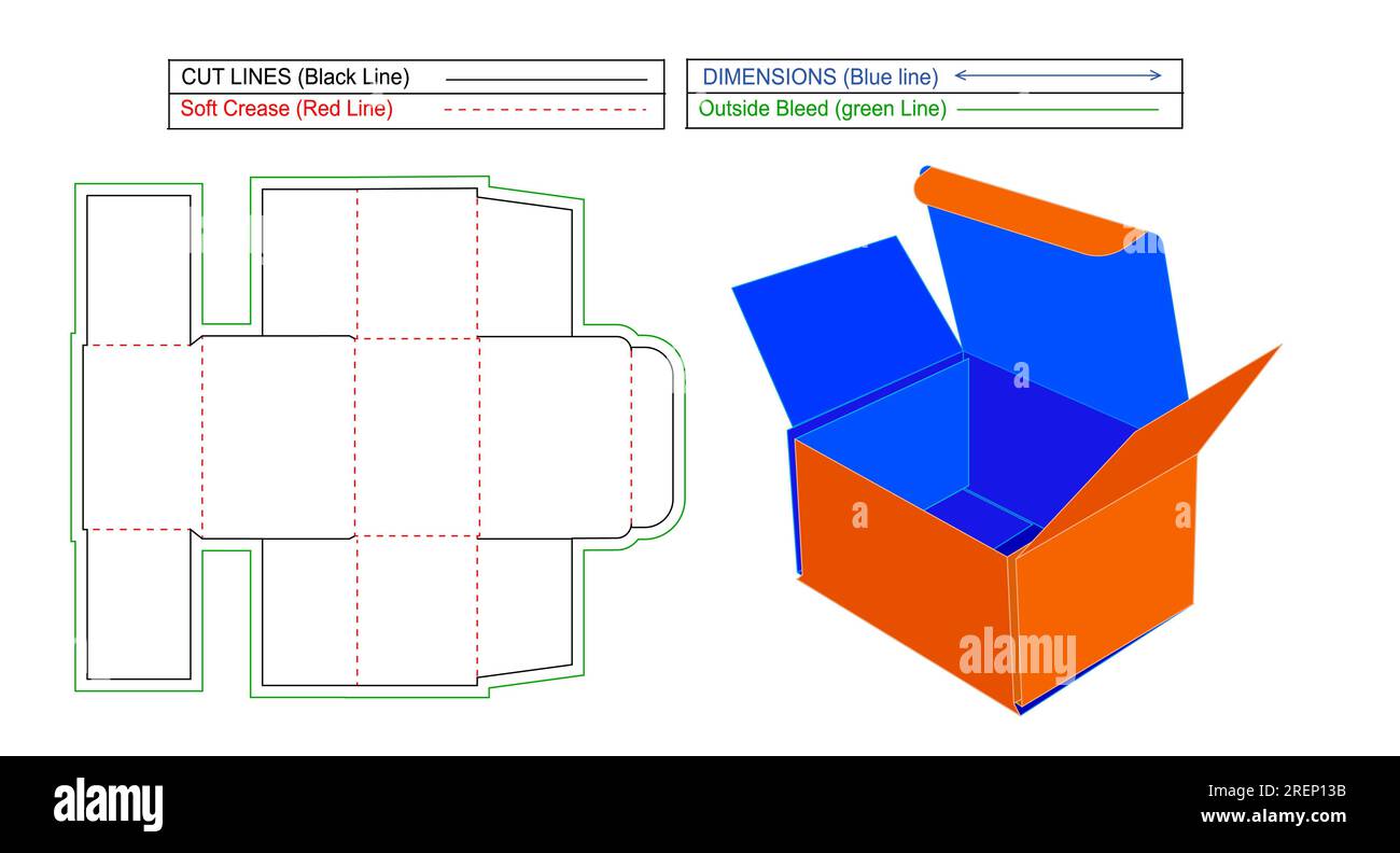 In destructor type Corrugated Mailer Shipping Box die line and 3D ...